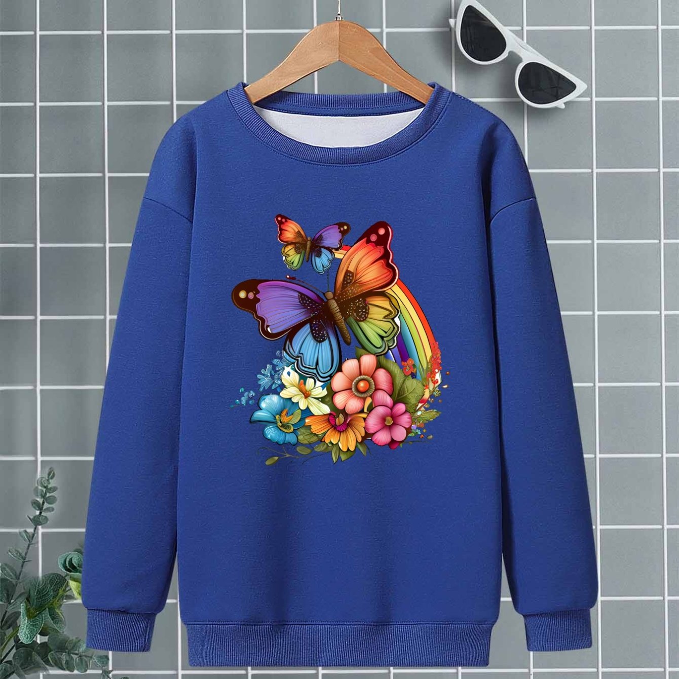 Rainbow And Butterfly Pattern Print Sweatshirt Für Kinder Jungen ...