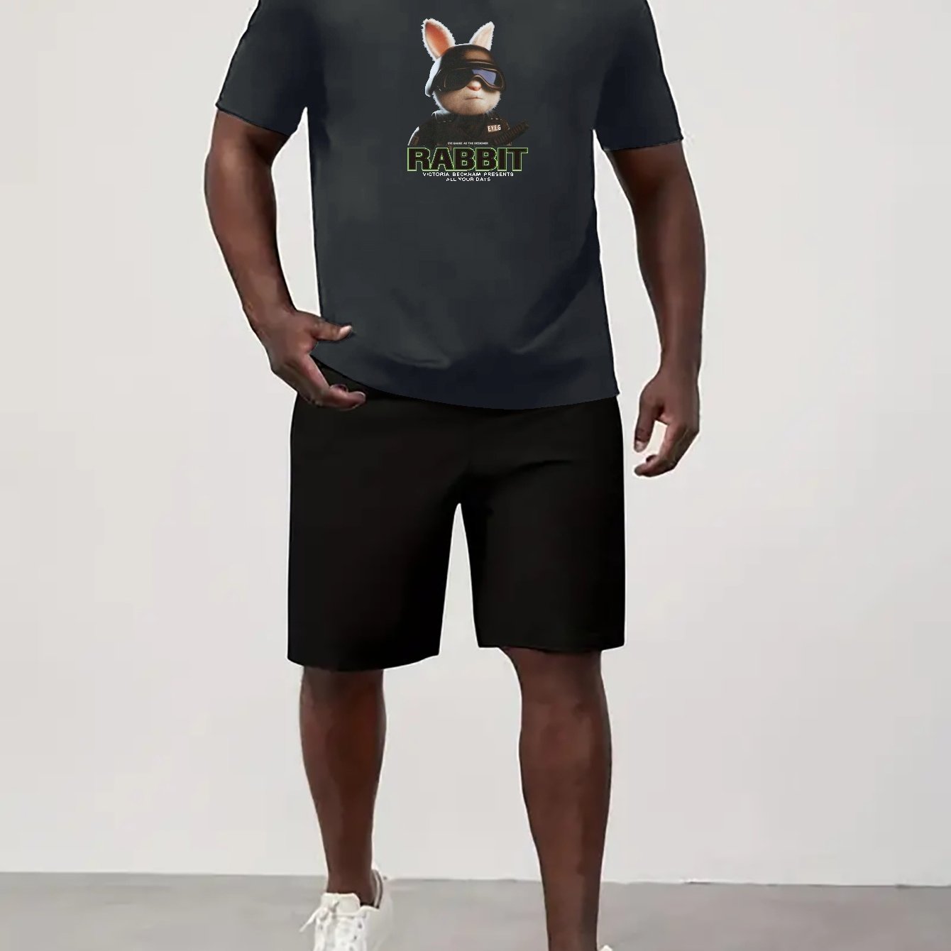 2 teiliges Herren outfit Anime kaninchen grafikdruck t shirt - Temu ...