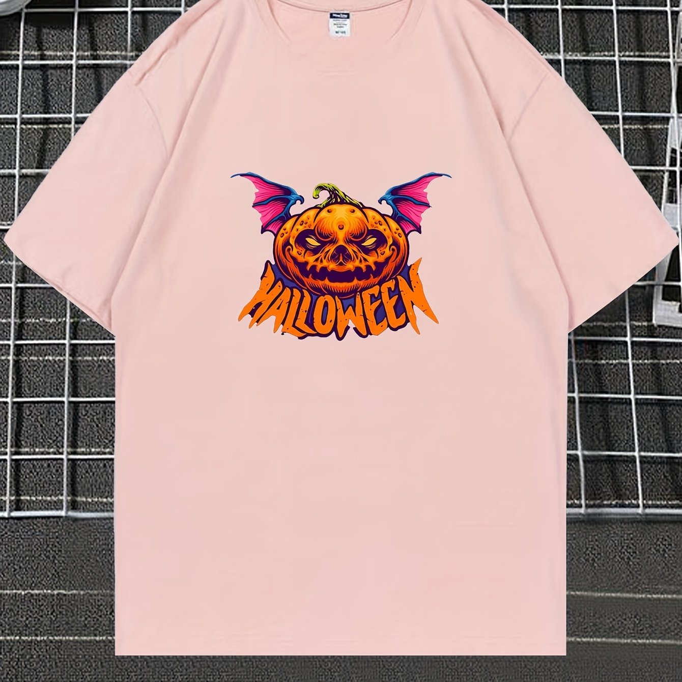 Men's Trendy Short Sleeve Halloween Pumpkin Bat Wings Print - Temu ...