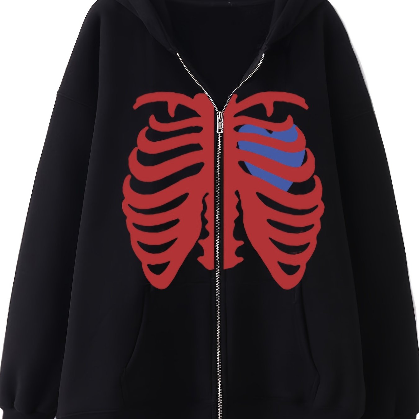 Skeleton Print Zip Hoodie Casual Long Sleeve Pocket Hoodies - Temu Canada