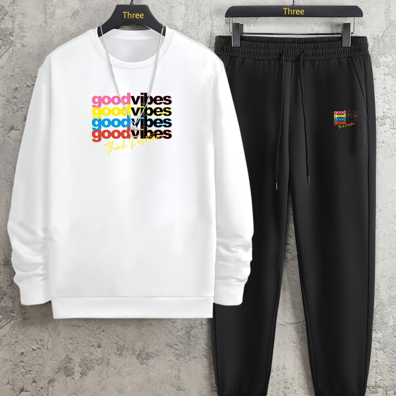 Print Men's Outfits Casual Crew Neck Long Sleeve - Temu United Kingdom