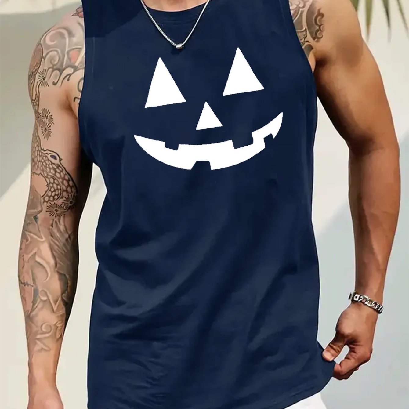 Pumpkin Face Pattern Men's Tank Top Summer Men's Breathable - Temu ...
