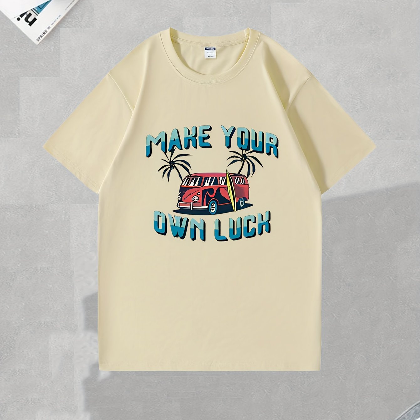 Make Your Own Luck" Pattern Print Men's Comfy Sports T shirt - Temu ...