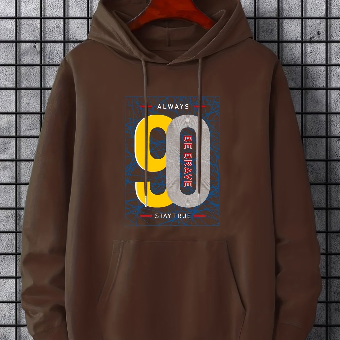 Plus Size Men's #90 Print Hooded Sweatshirt Oversized - Temu Australia