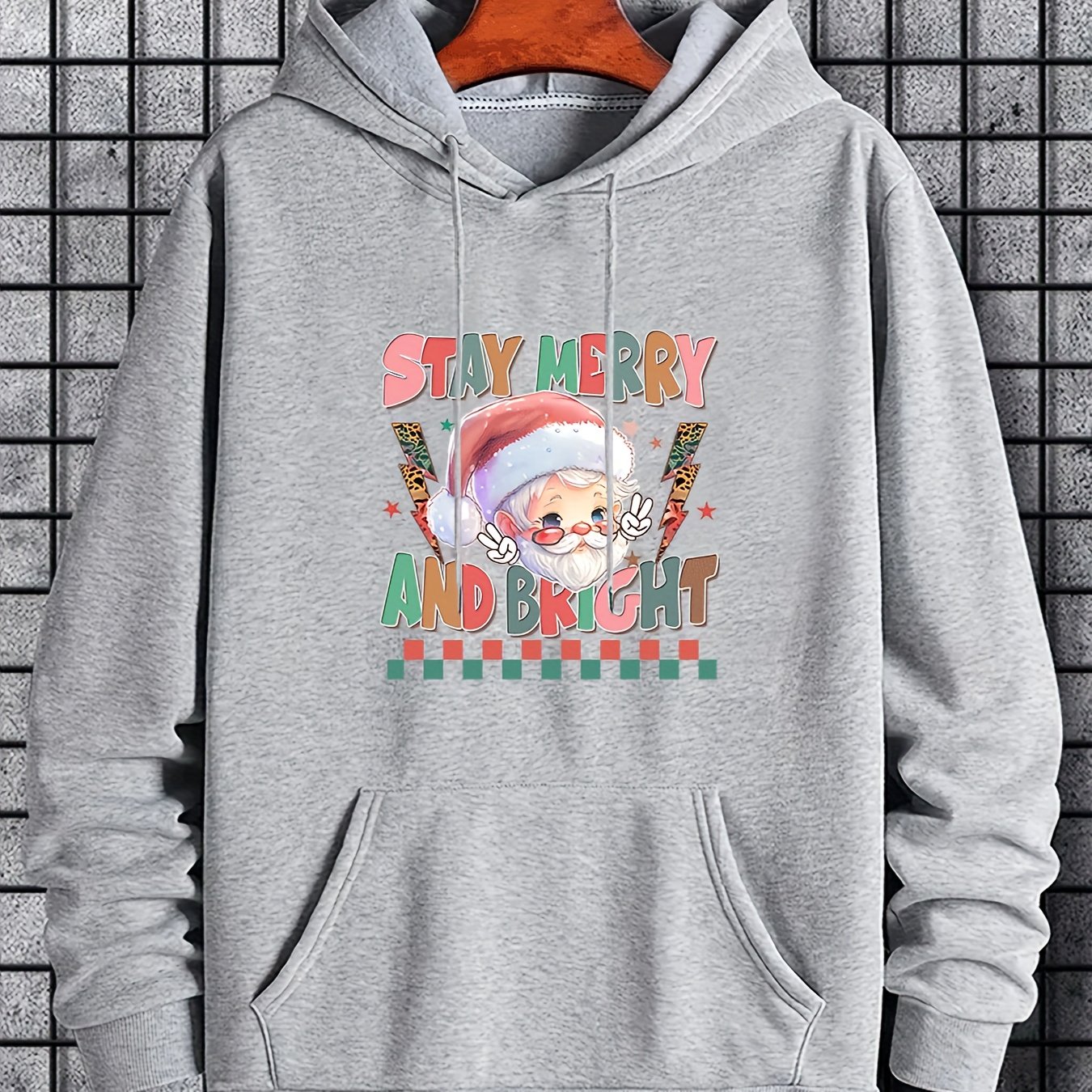''stay Merry Bright'' Christmas Santa Claus Print Hoodies - Temu Canada