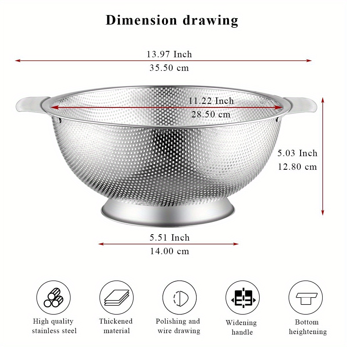Stainless Steel Colander Metal Filter Handle Large - Temu