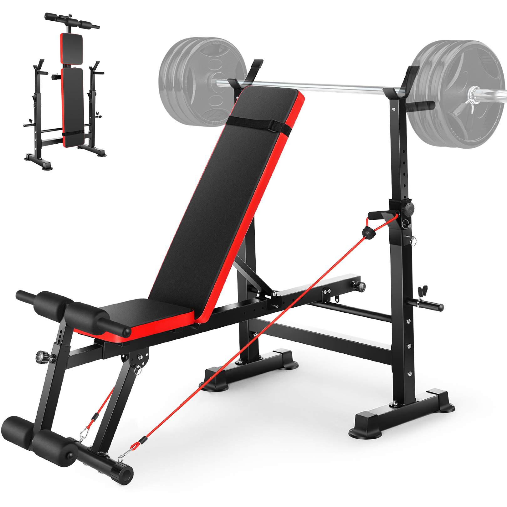 1 Foldable Weight Bench Set Squat Rack - Temu
