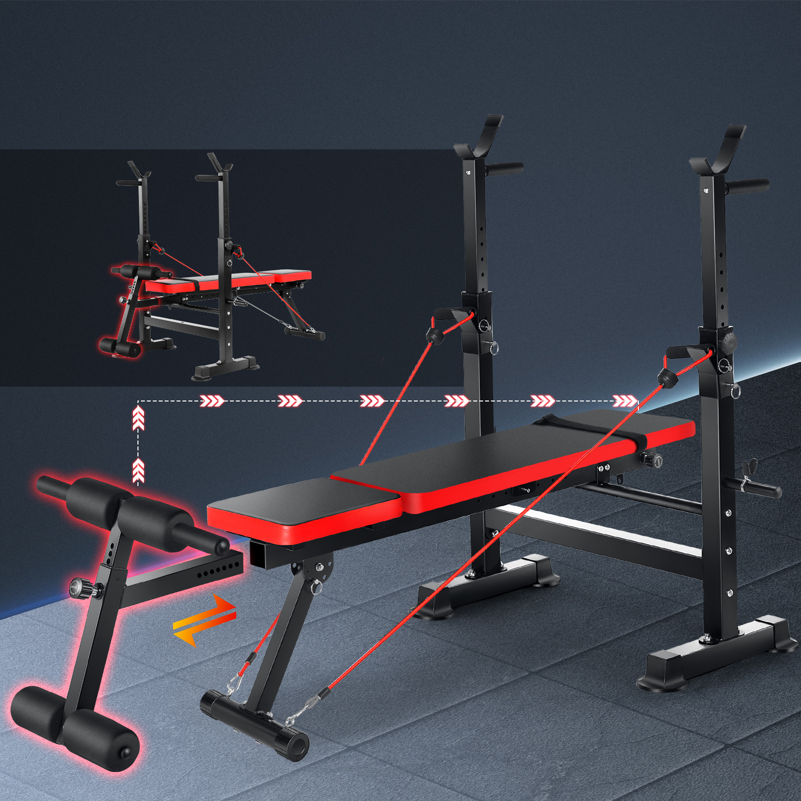 1 Foldable Weight Bench Set Squat Rack - Temu
