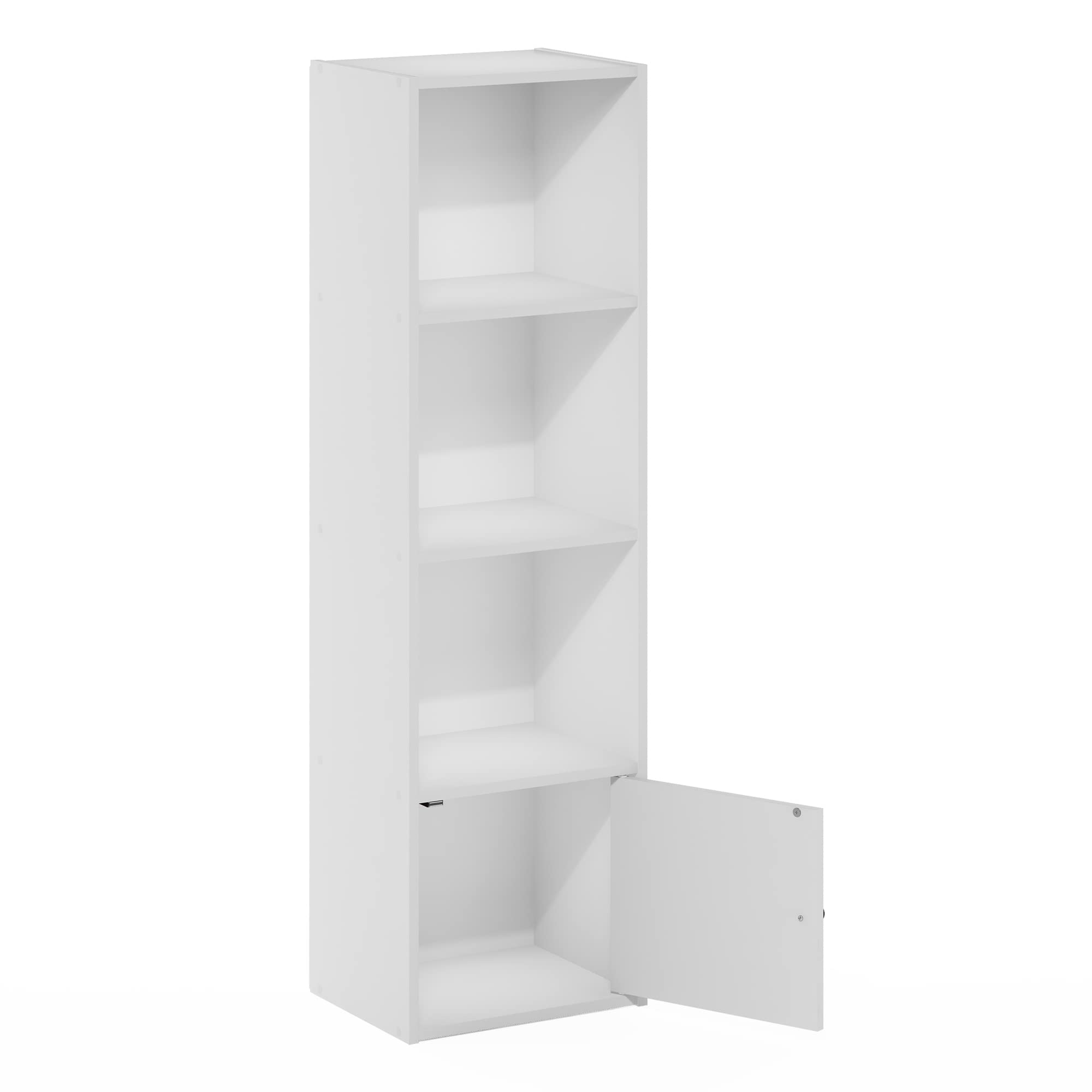 4 tier Shelf Bookcase 1 Door Storage Cabinet White - Temu