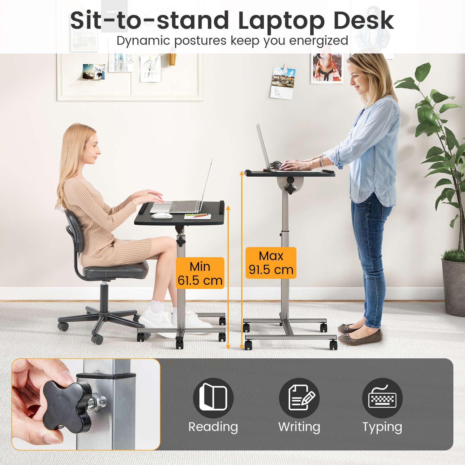 Rolling Laptop Stand Mobile Laptop Tray Cart 45 - Temu
