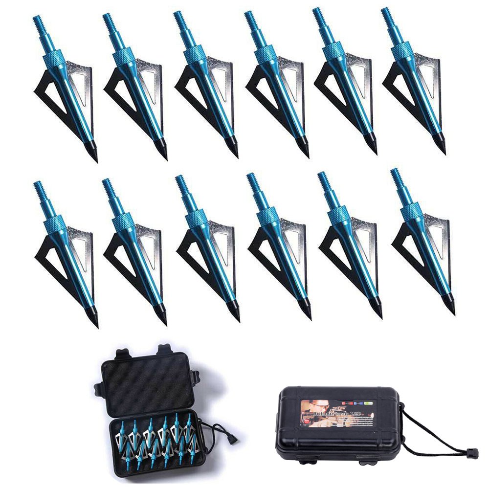 12pcs Archery Broadheads 3 Blades 10 Grain Screw-in Arrow Heads Arrow ...