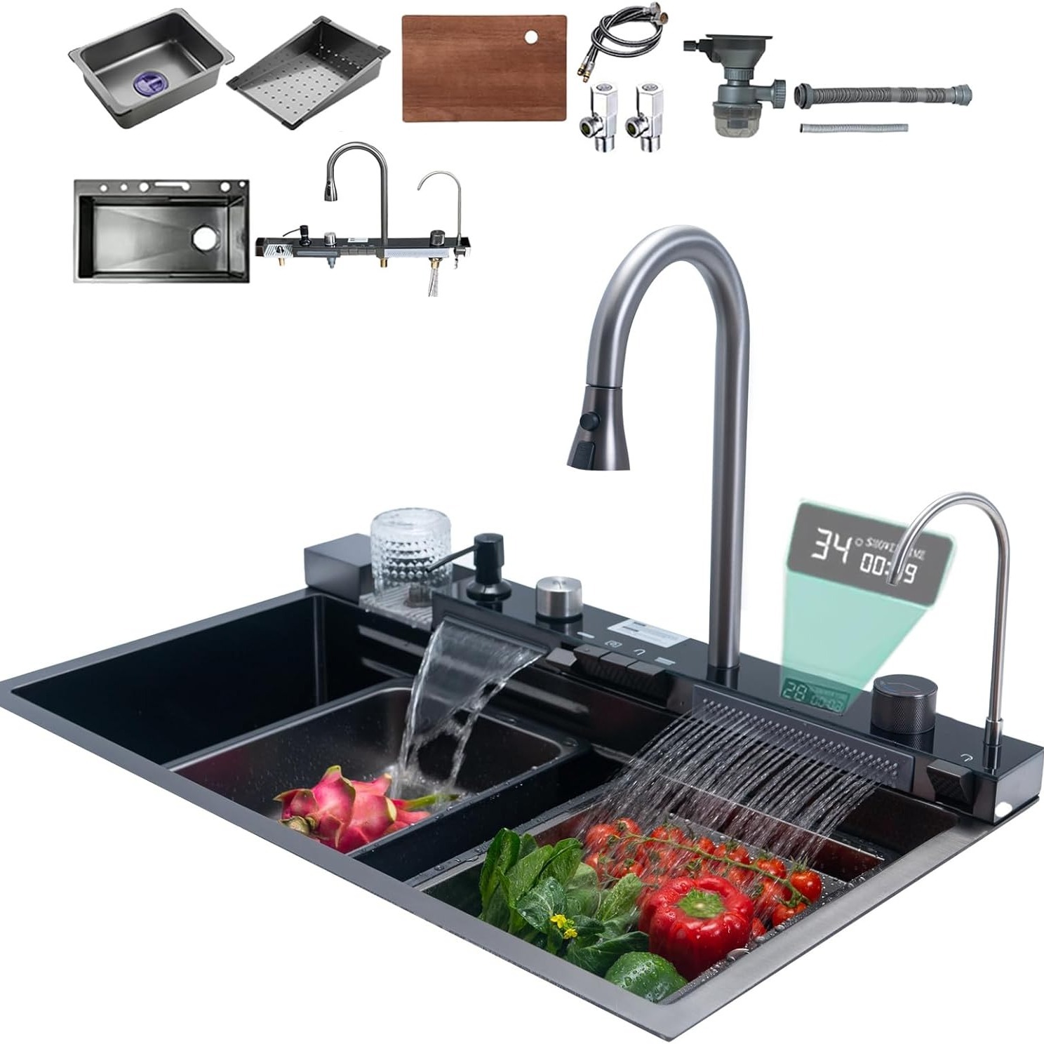 kitchen sink with waterfall sold on Temu United States
