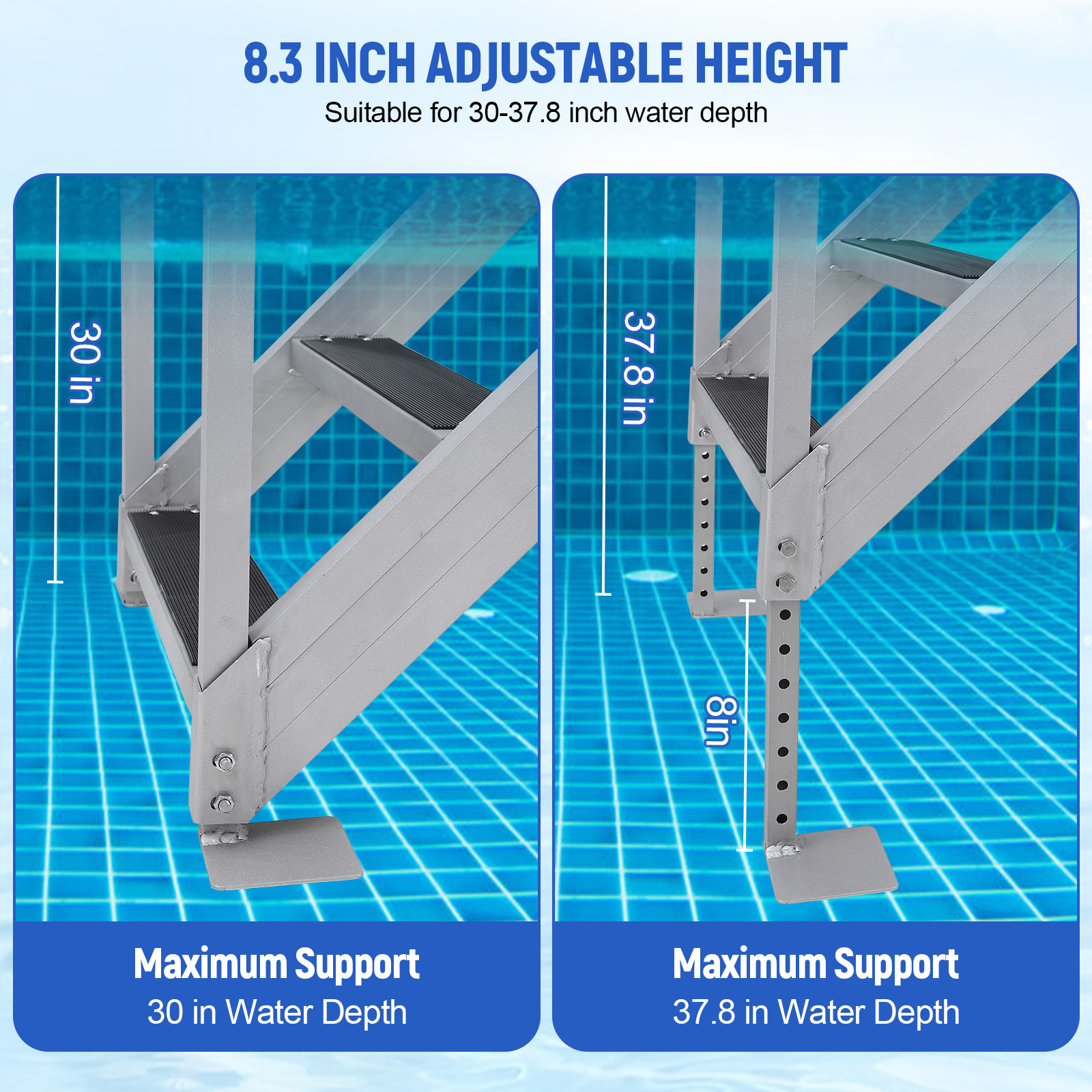 Dock Ladder 500lbs Load Pool Steps Adjustable Height - Temu