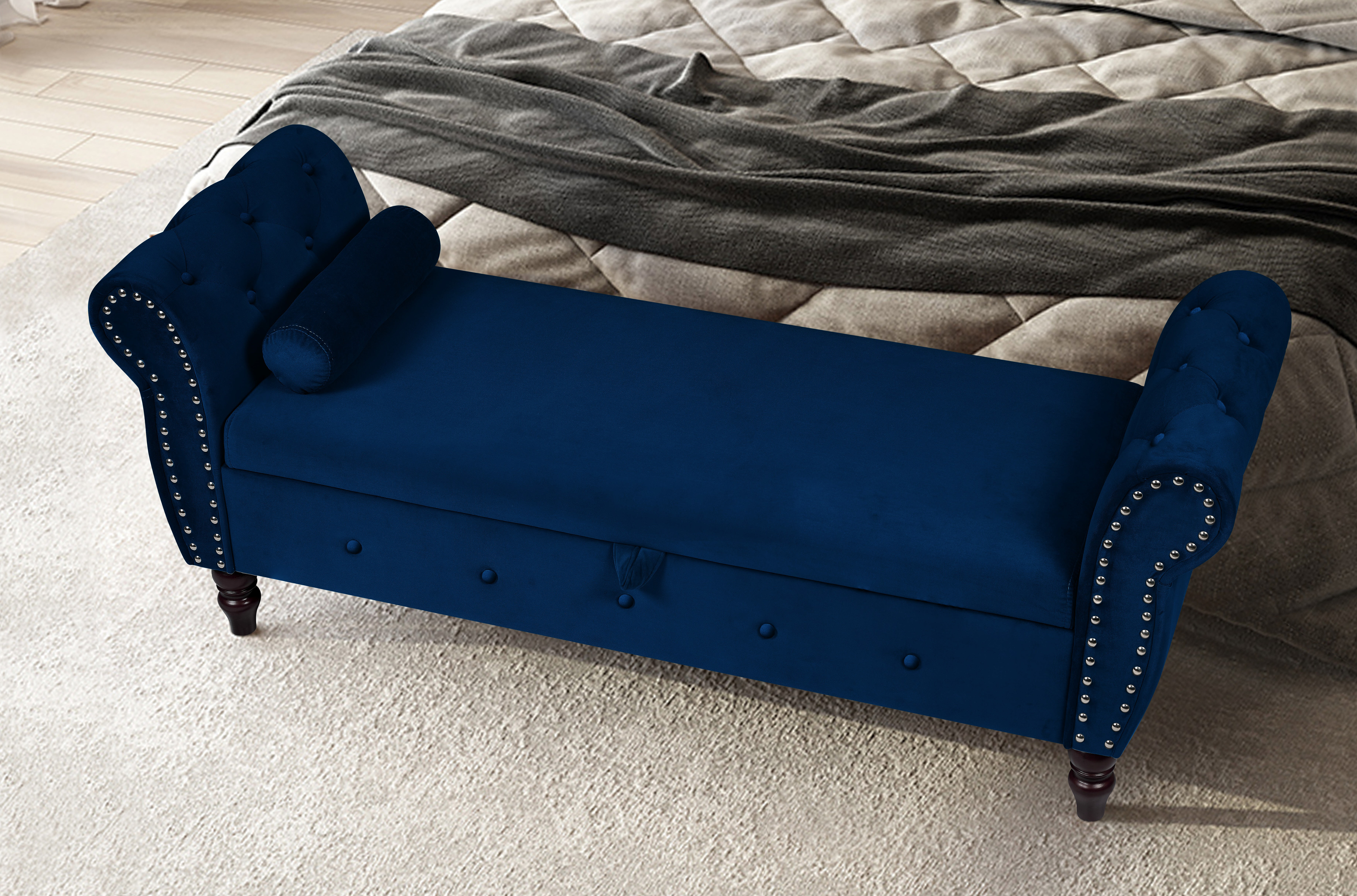 Storage Bench Modern Velvet Ottoman Large Capacity Storage - Temu