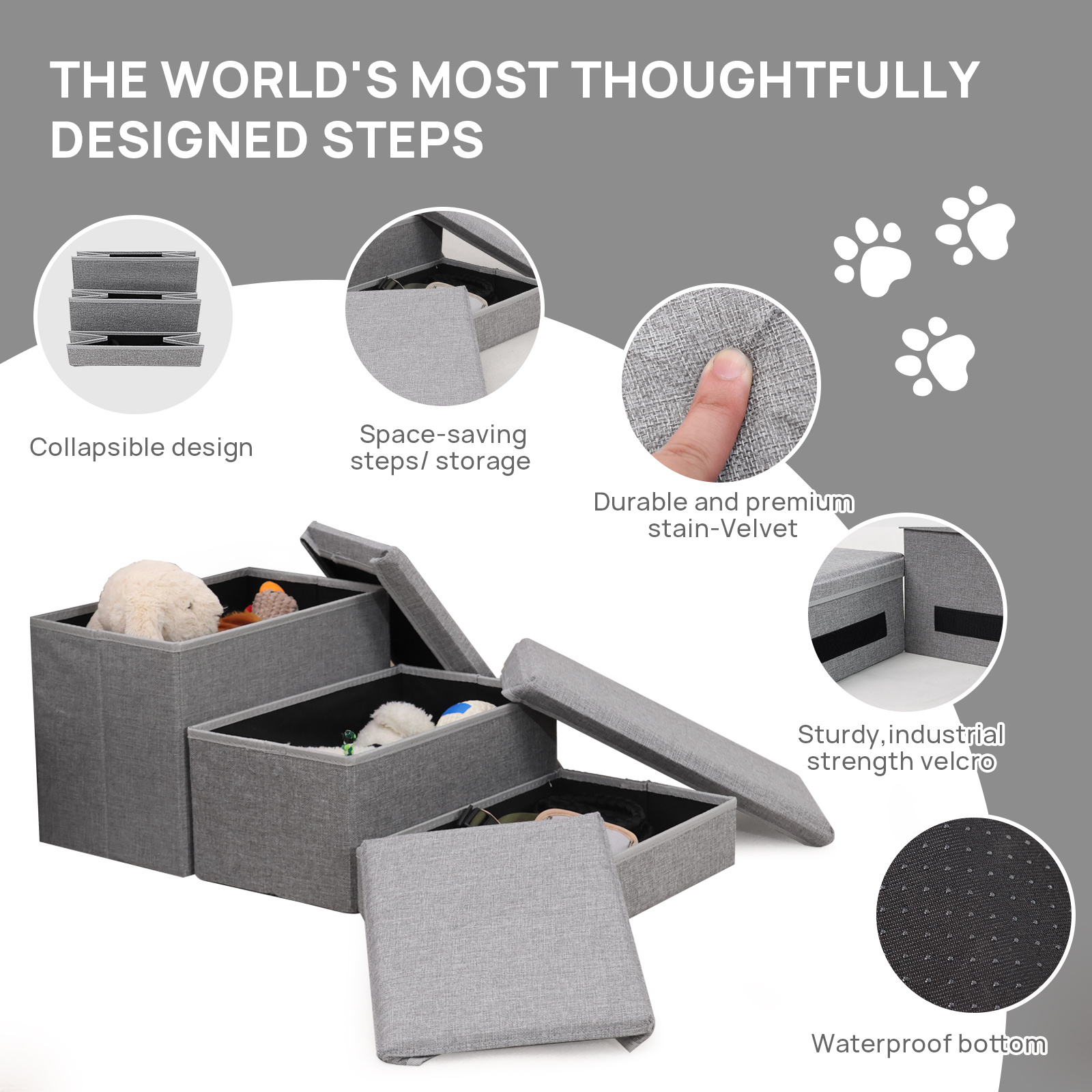 Foldable Dog Stairs/steps 2 tier Pet Steps Storage - Temu