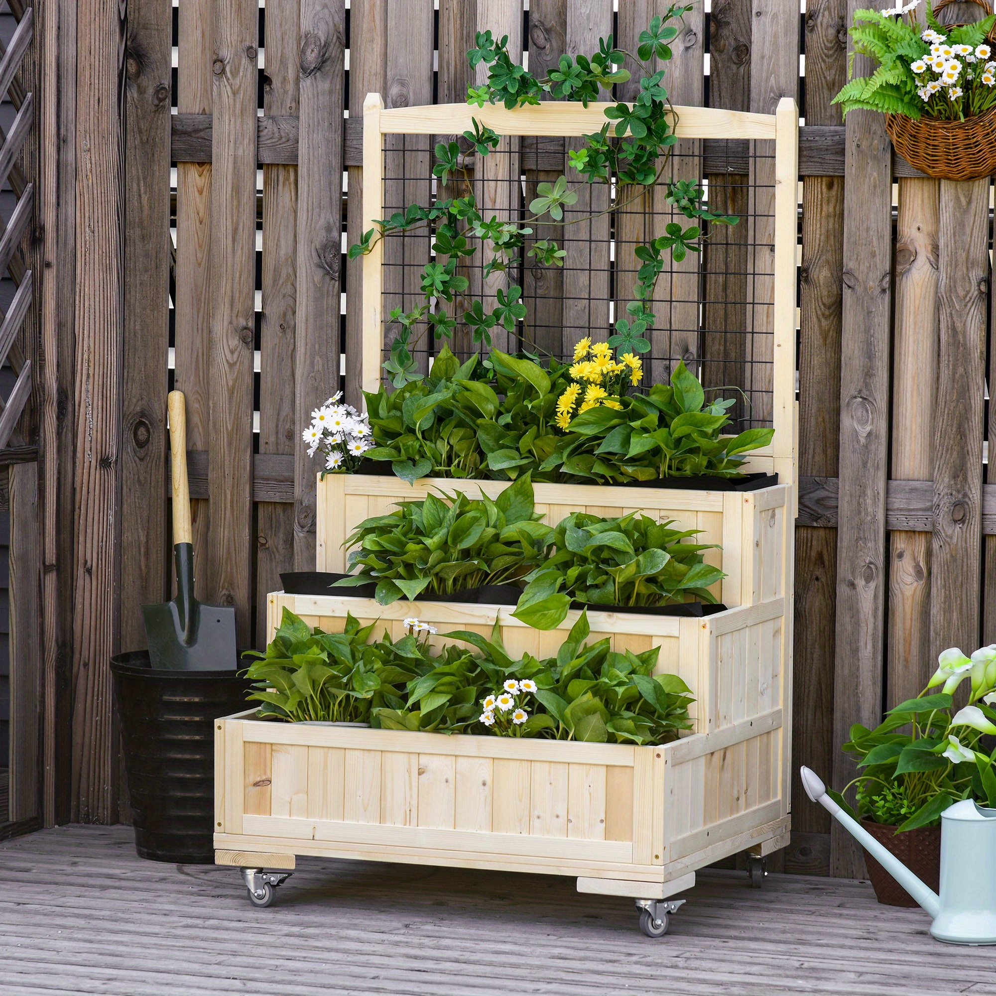 3 tiers Raised Garden Bed Trellis H Vertical - Temu
