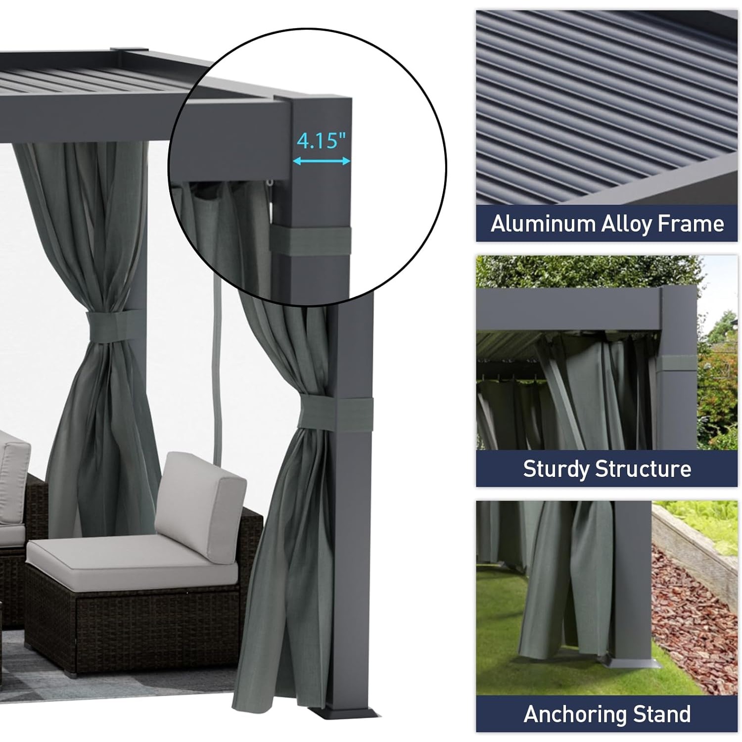 Black 10x10 Louvered Pergola aluminium Frame Outdoor Pergola - Temu