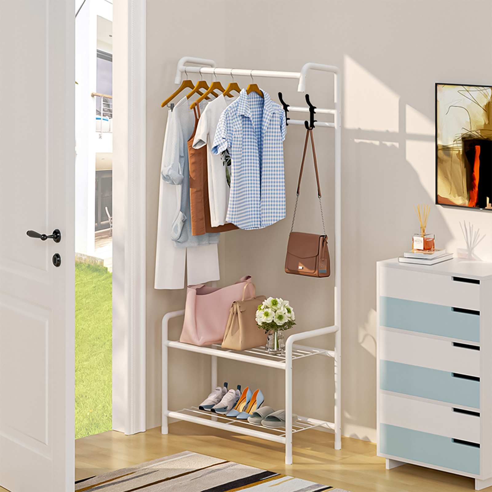 Metal Clothing Racks Hanging Clothes Garment Rack Shelves - Temu