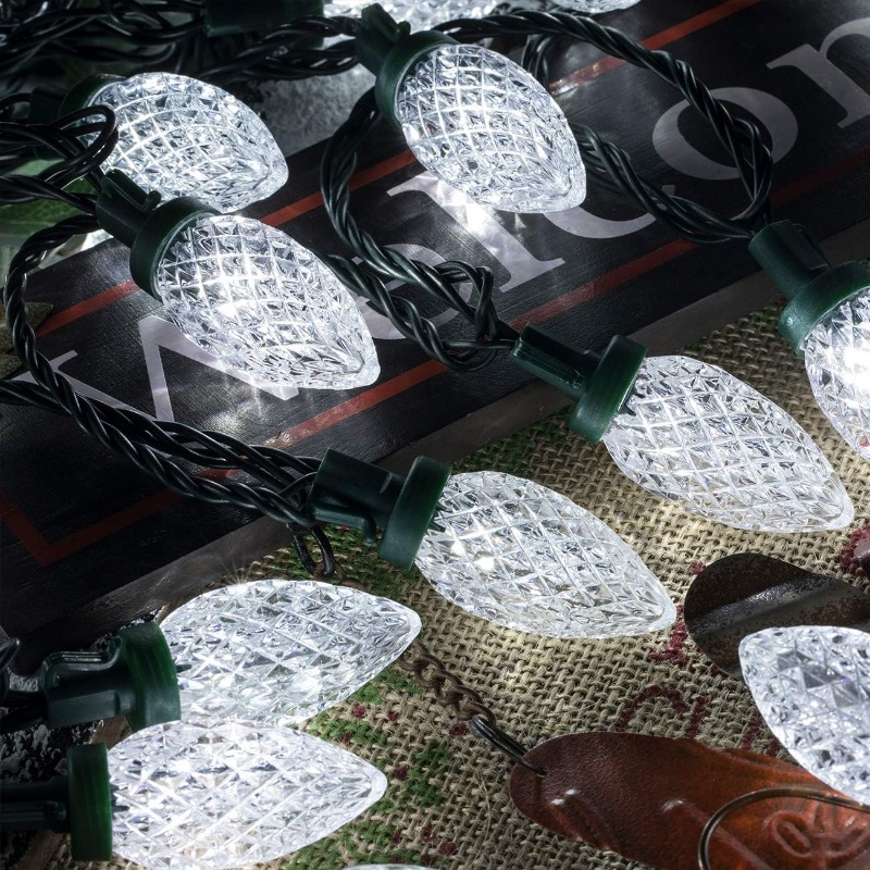 100 Led 81ft C9 크리스마스 스트링 라이트 화이트 타이머가 있는 8가지 모드 방수 확장 가능 실내 및 실외