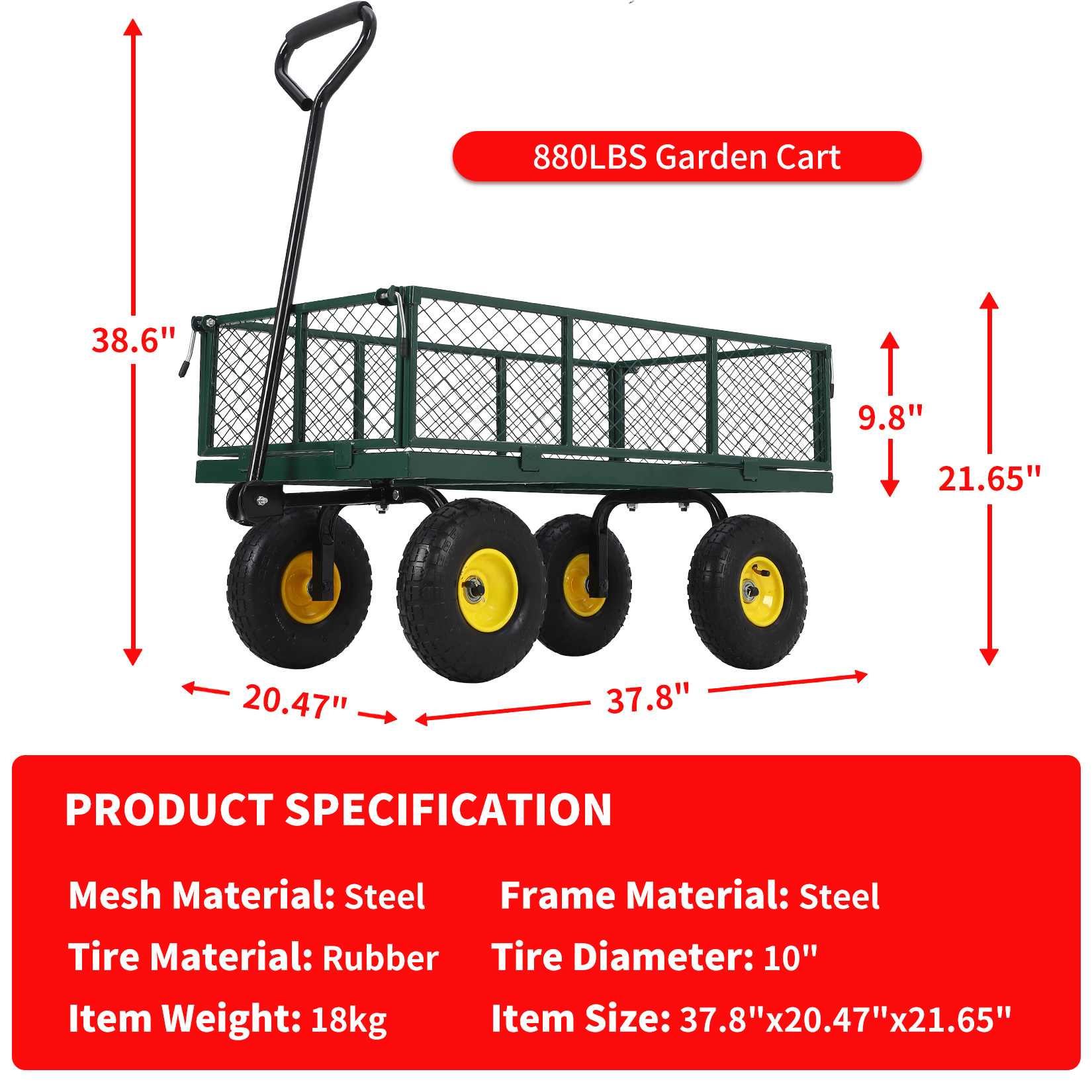 Garden Cart Wheels 880/1100/1500lbs Capacity Heavy Duty Full - Temu