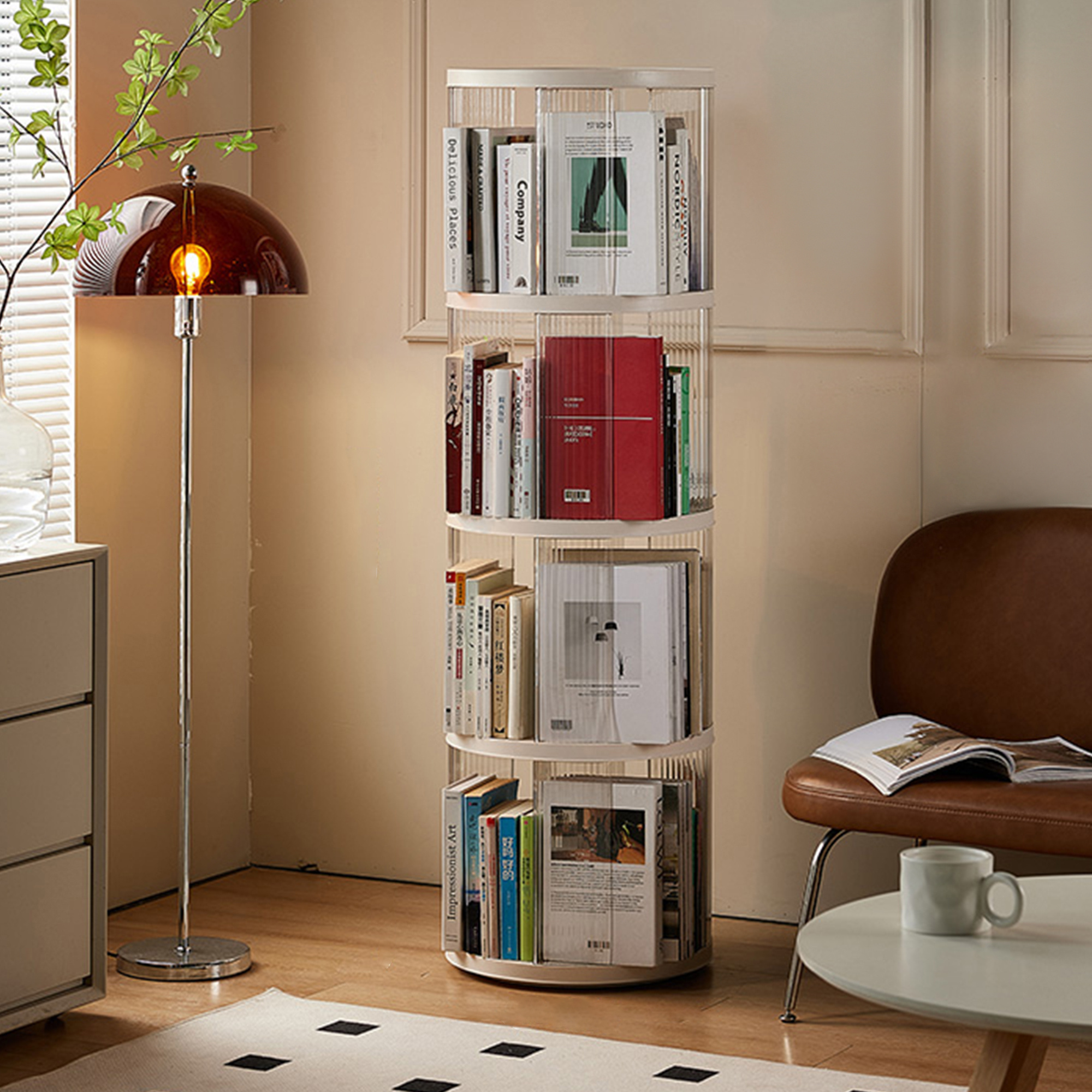 360° Rotating Bookshelf Small Corner Bookcase Small - Temu