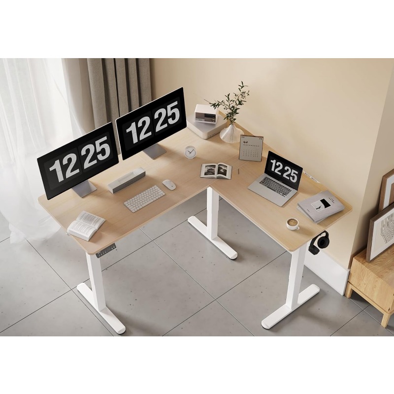 shaped standing desk adjustable height dual motor electric - Temu