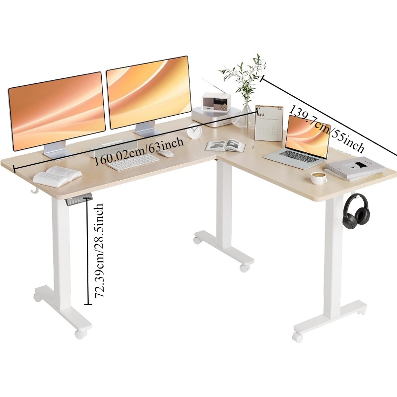 shaped standing desk adjustable height dual motor electric - Temu