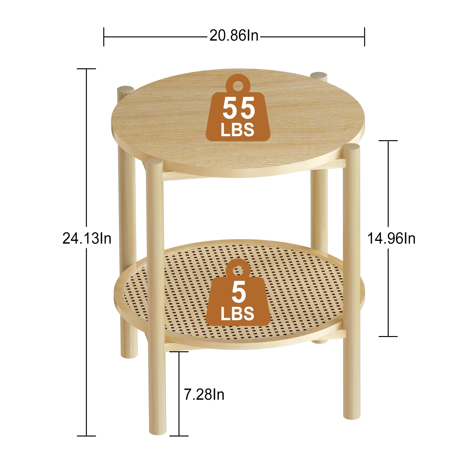 Boho Style 2 Level Round Coffee Table Small Bedside - Temu