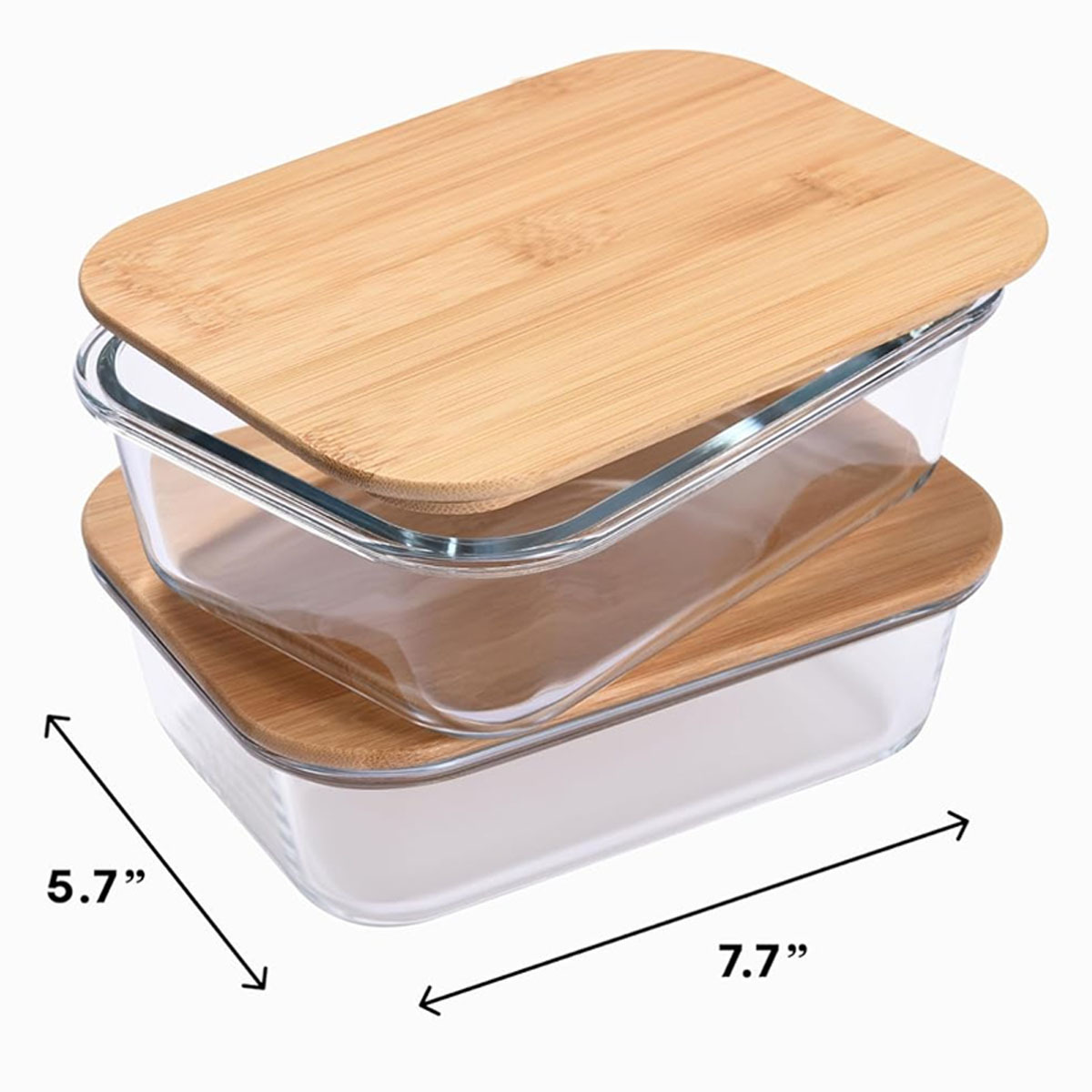 Glass Food Storage Container Bamboo Lid Stackable Meal - Temu