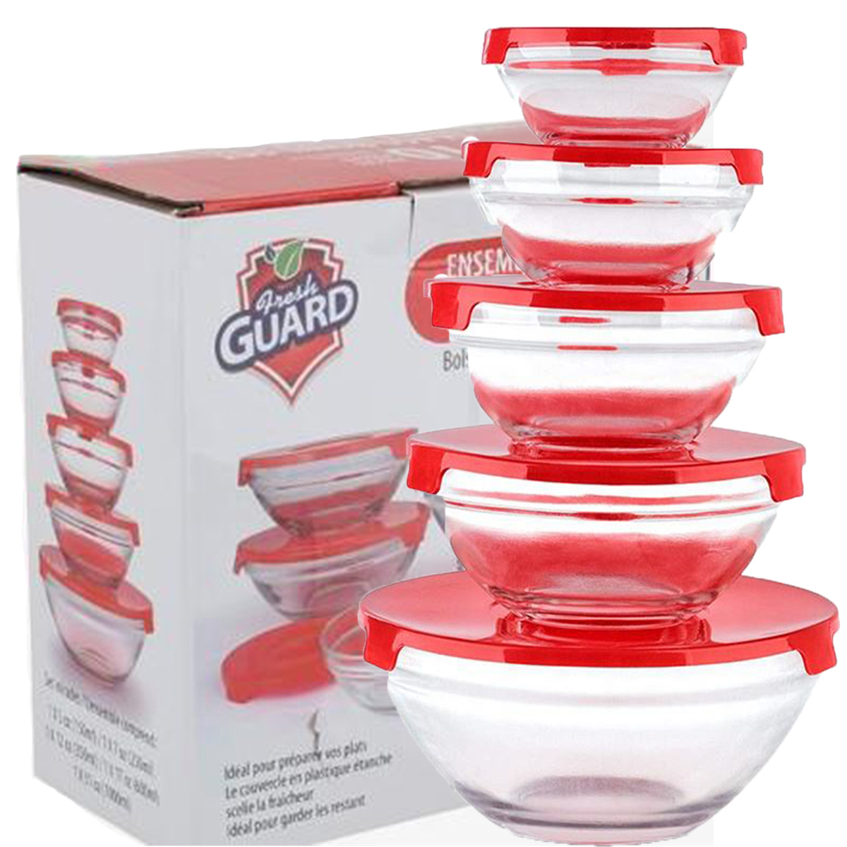 Set Of Glass Bowls With Airtight Lid | Microwave And Dishwasher Safe ...