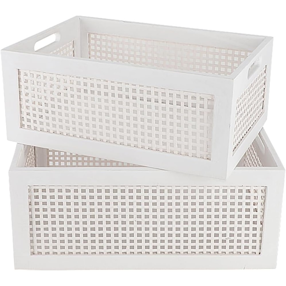 Wood Storage Baskets, Rattan Storage Baskets, Desk Office Drawer ...