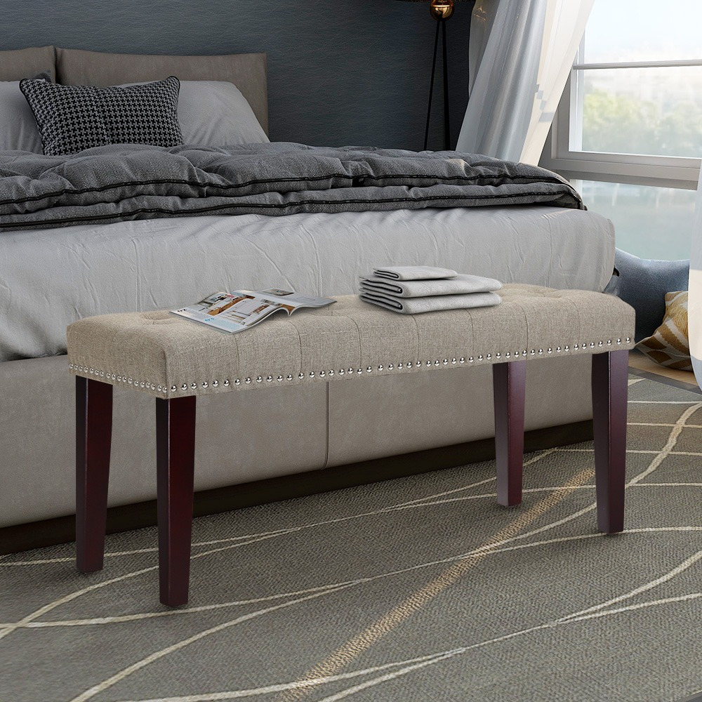 38 In Upholstered Bench Rectangle Ottoman Bench Entryway Bench Footrest ...