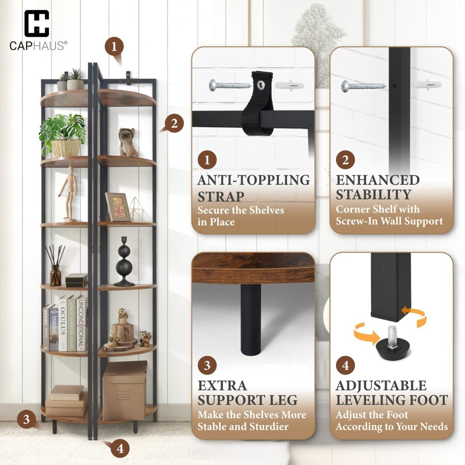 6 Tier Corner Shelf Tall Corner Bookshelf Corner - Temu