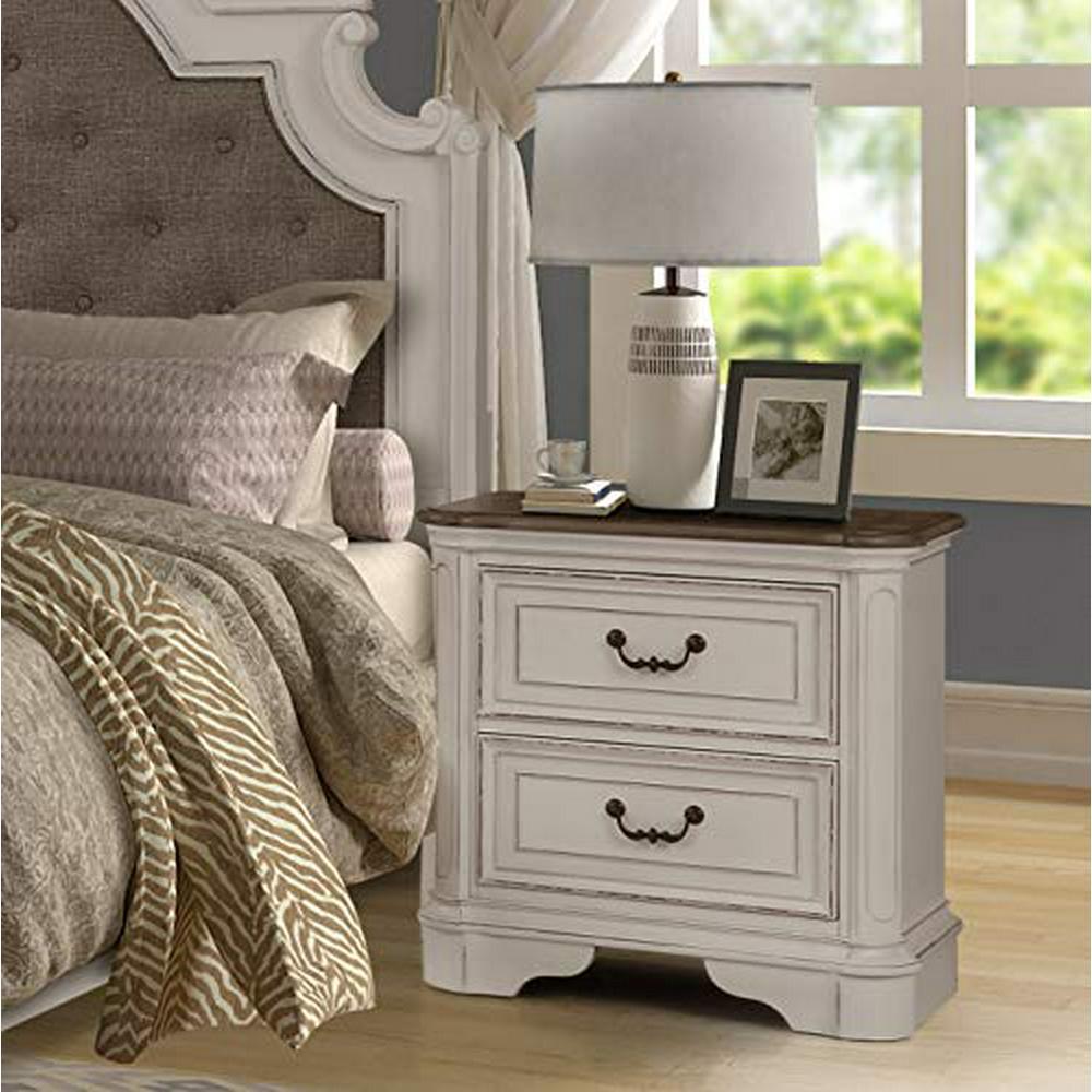 Antique White Oak 2- Drawer Nightstand - Temu