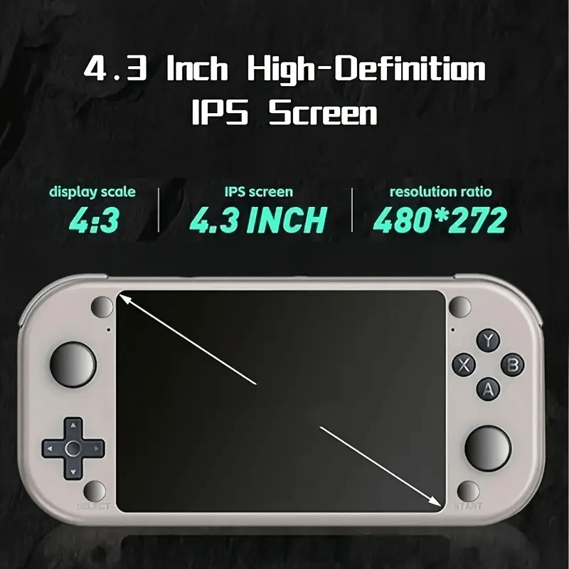 portable retro handheld gaming console, 128gb - gray, abs material ...