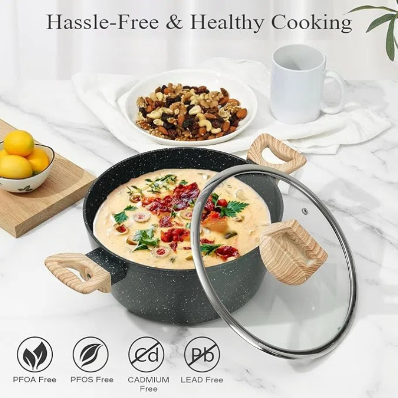 Black Granite Nonstick Cookware Set Including Frying Pans - Temu