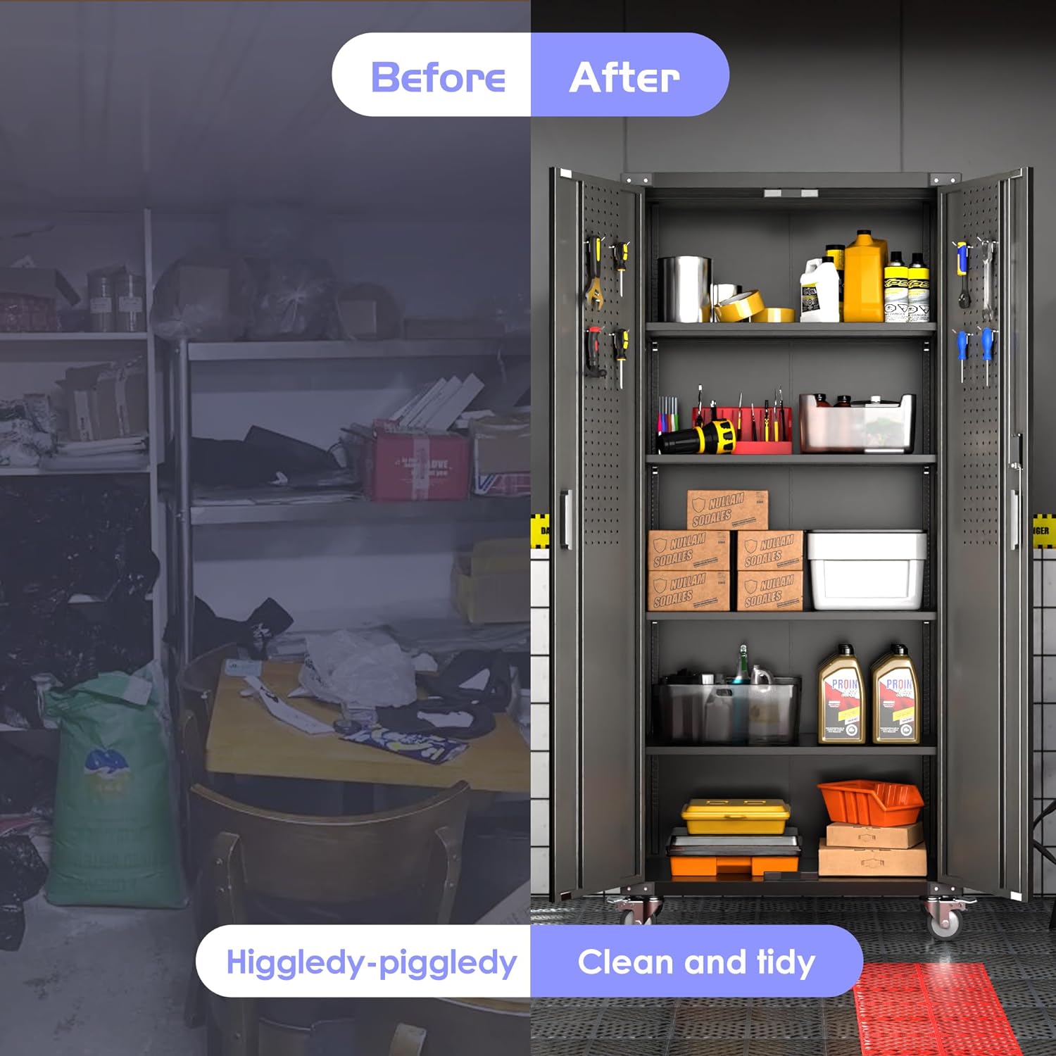 H Metal Storage Cabinet Wheels Garage Digital Locking - Temu