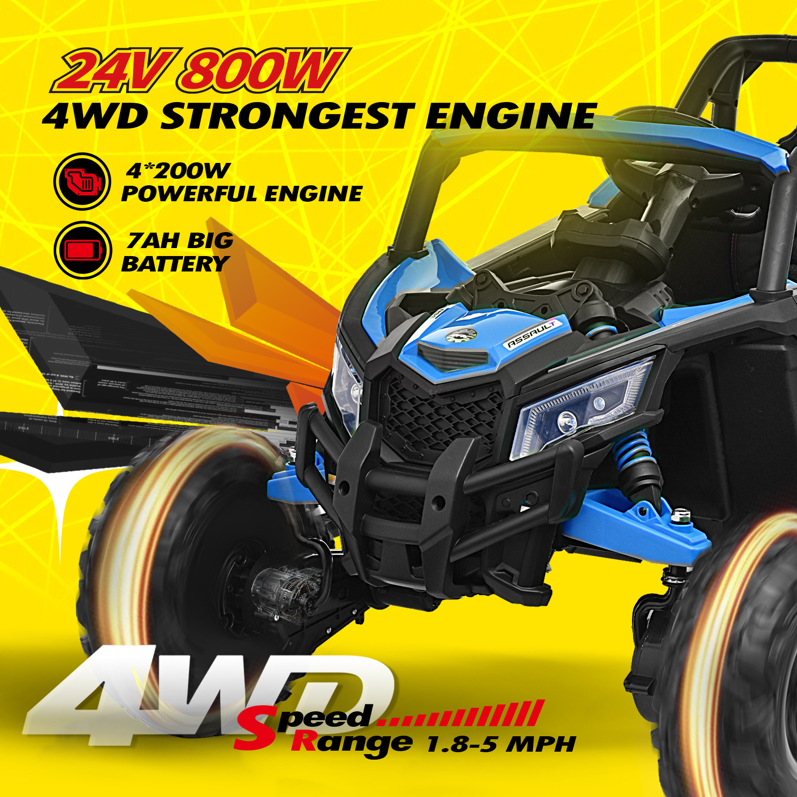 24 Ride Utv 4x4 Vehicle Powerful Motor - Temu