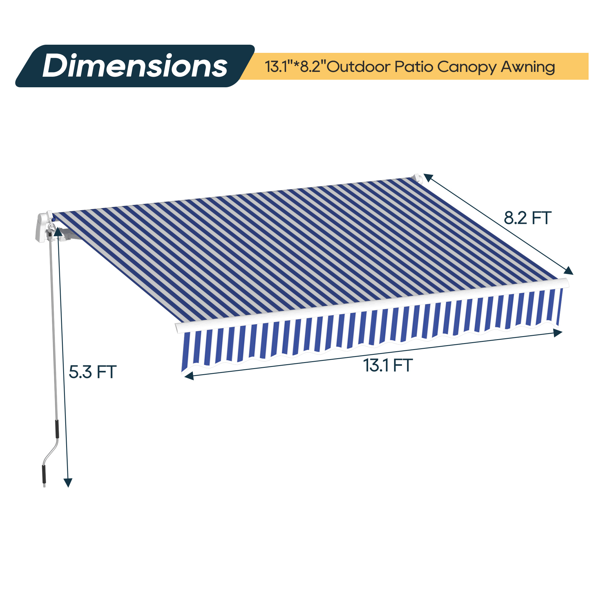 13.1' X 8.2' Manual Retractable Awning Sun Shade Patio - Temu