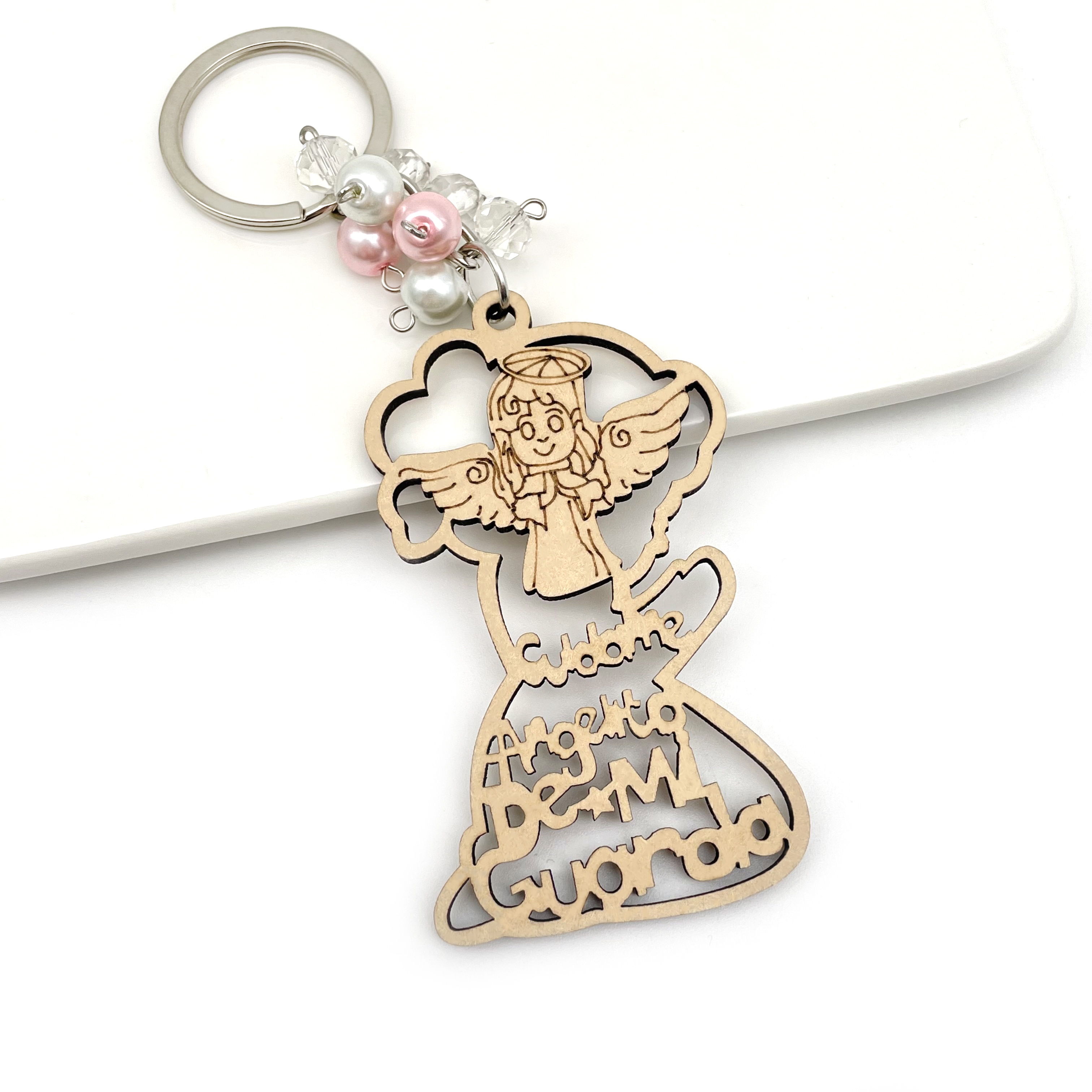 Guardian Angel Girl Wood Keychain Recuerdos De - Temu