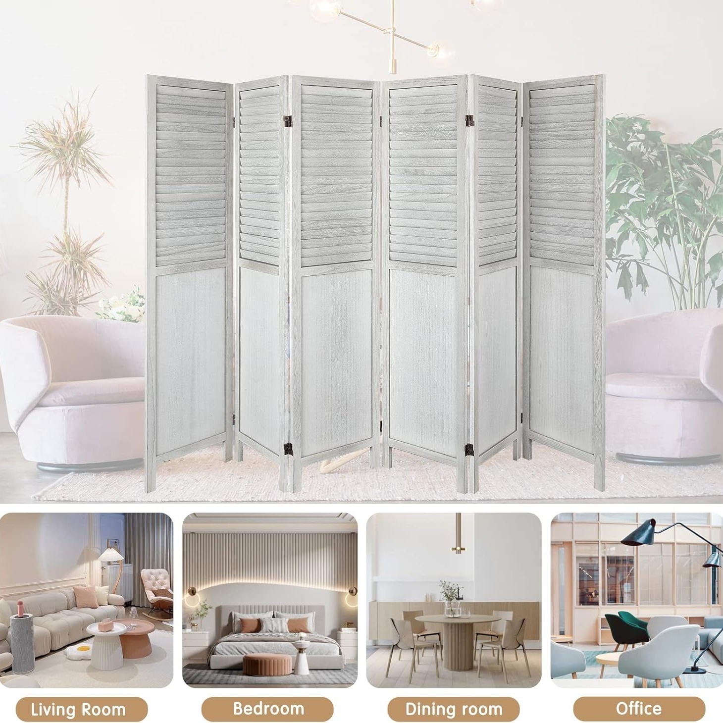 6 Panel Louver-design Room Divider, Room Divider Folding Privacy Screen ...