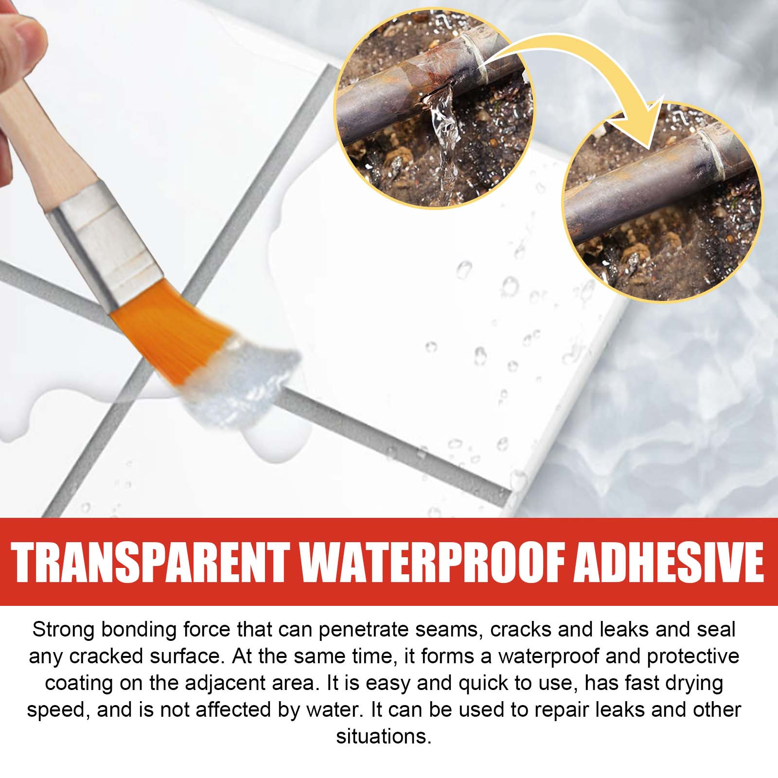 3.5fl. Oz Transparent Waterproof Adhesive Roof, Bathroom, Kitchen Wall ...