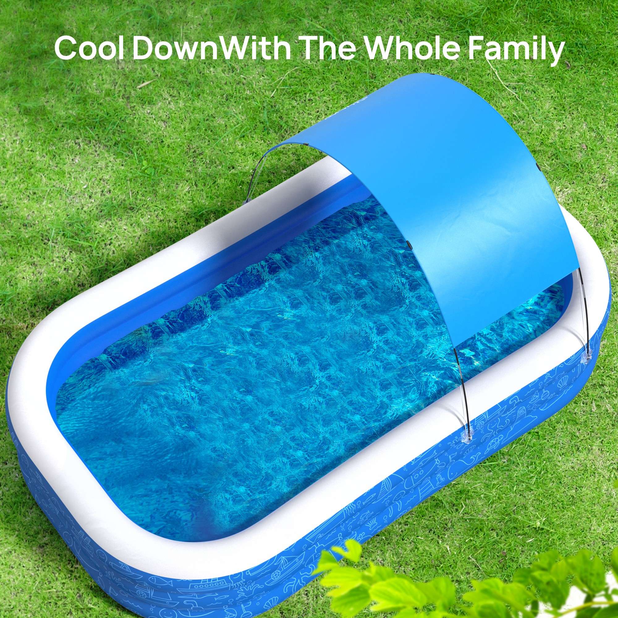 Large Inflatable Swimming Pool With Canopy, Full-sized Inflatable Pool ...