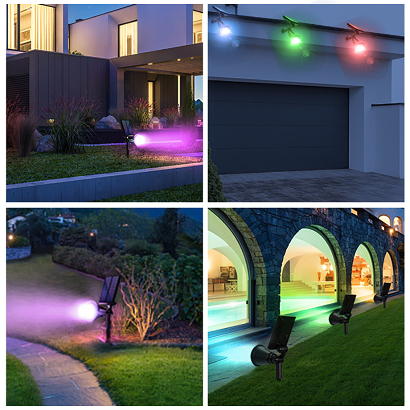 4pcs Solar Spot Lights Outdoor 18 Leds , Color Charging Solar Flood ...