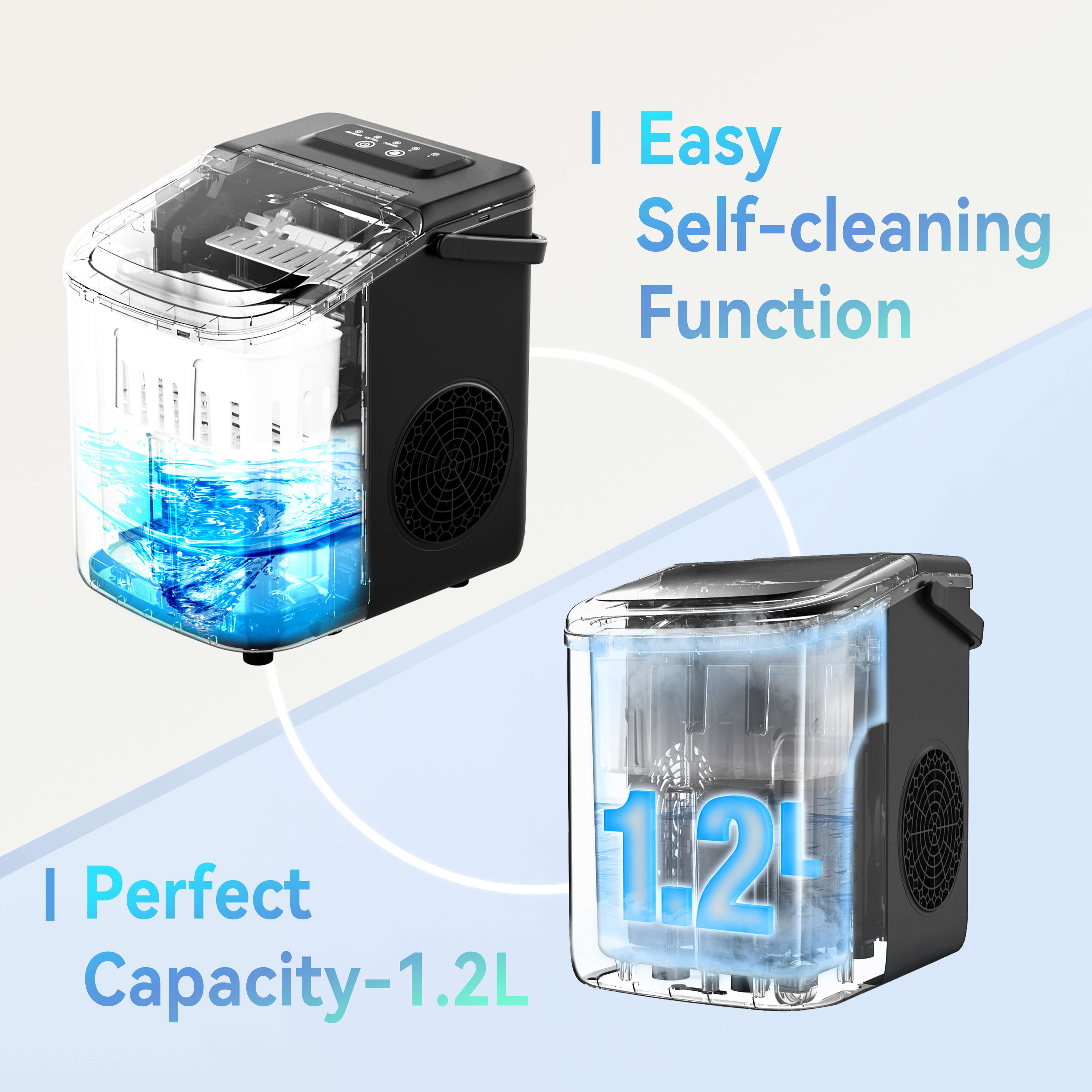 Versatile Ice Maker, 9 Ice Cubes In 6 Minutes, 26.5 Lbs Per Day, Self ...