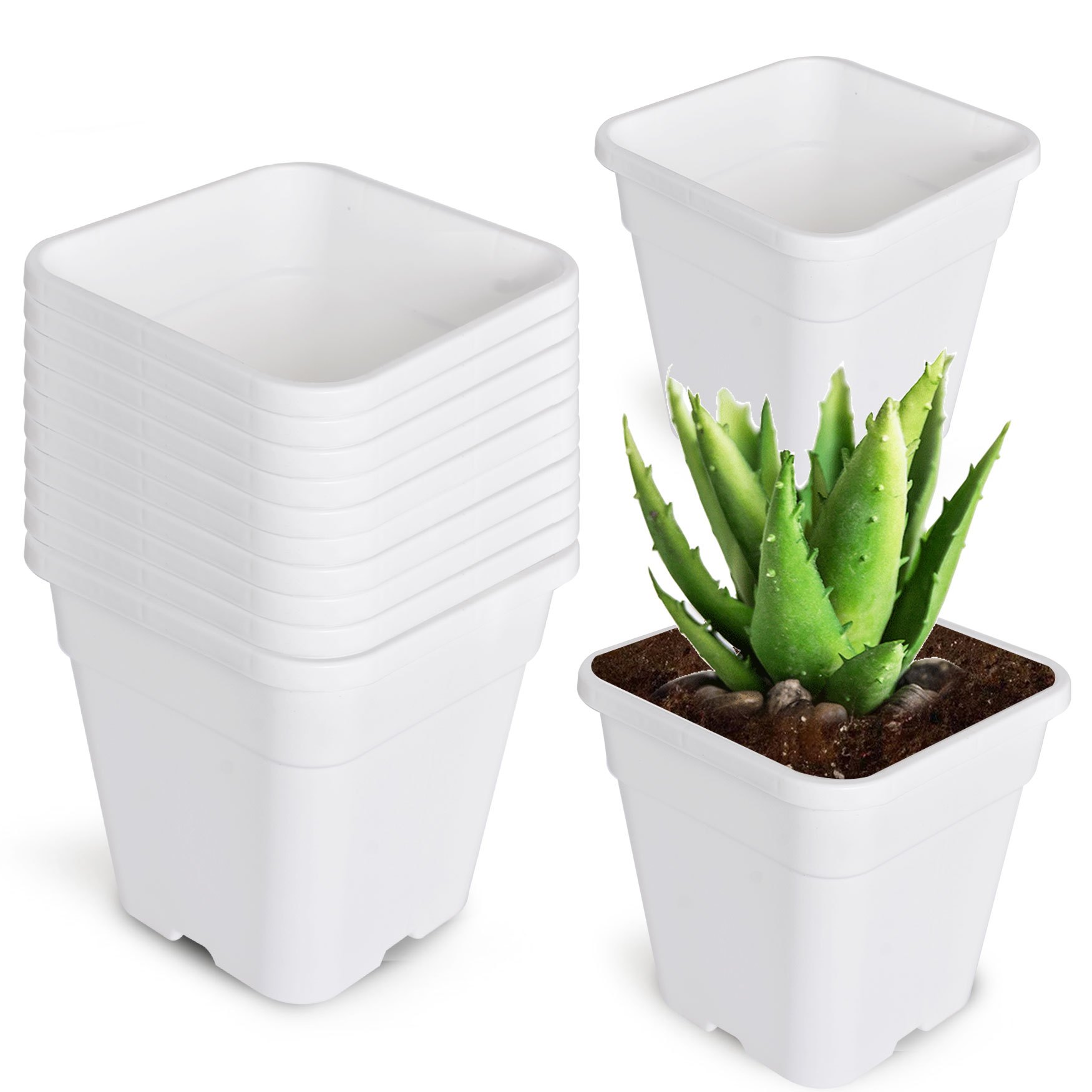 10 Pack 3 Gallon Square Planter Nursery Pots Flower Plant Container ...
