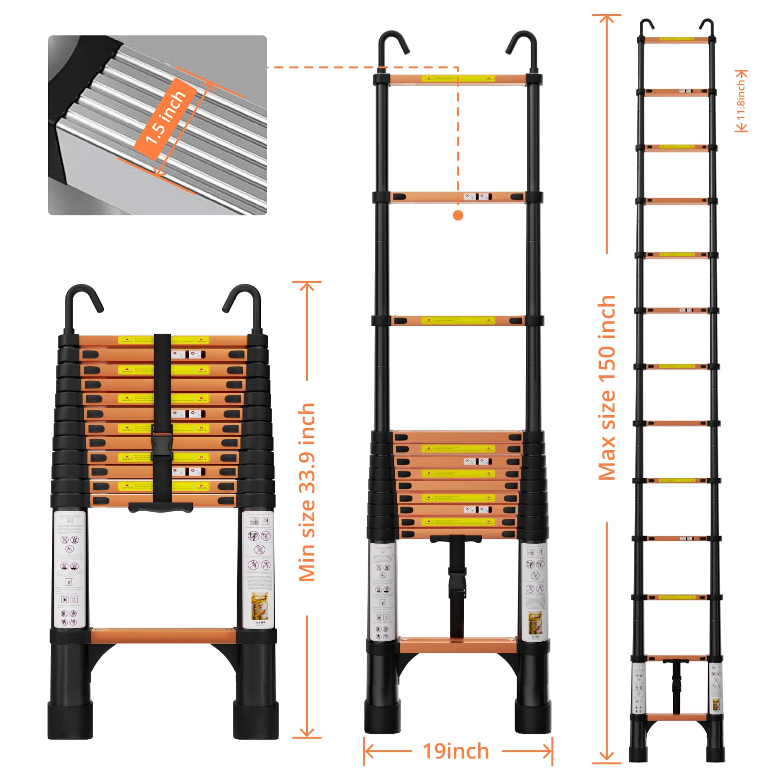 Telescoping Ladder Aluminum Lightweight Extension Ladder - Temu