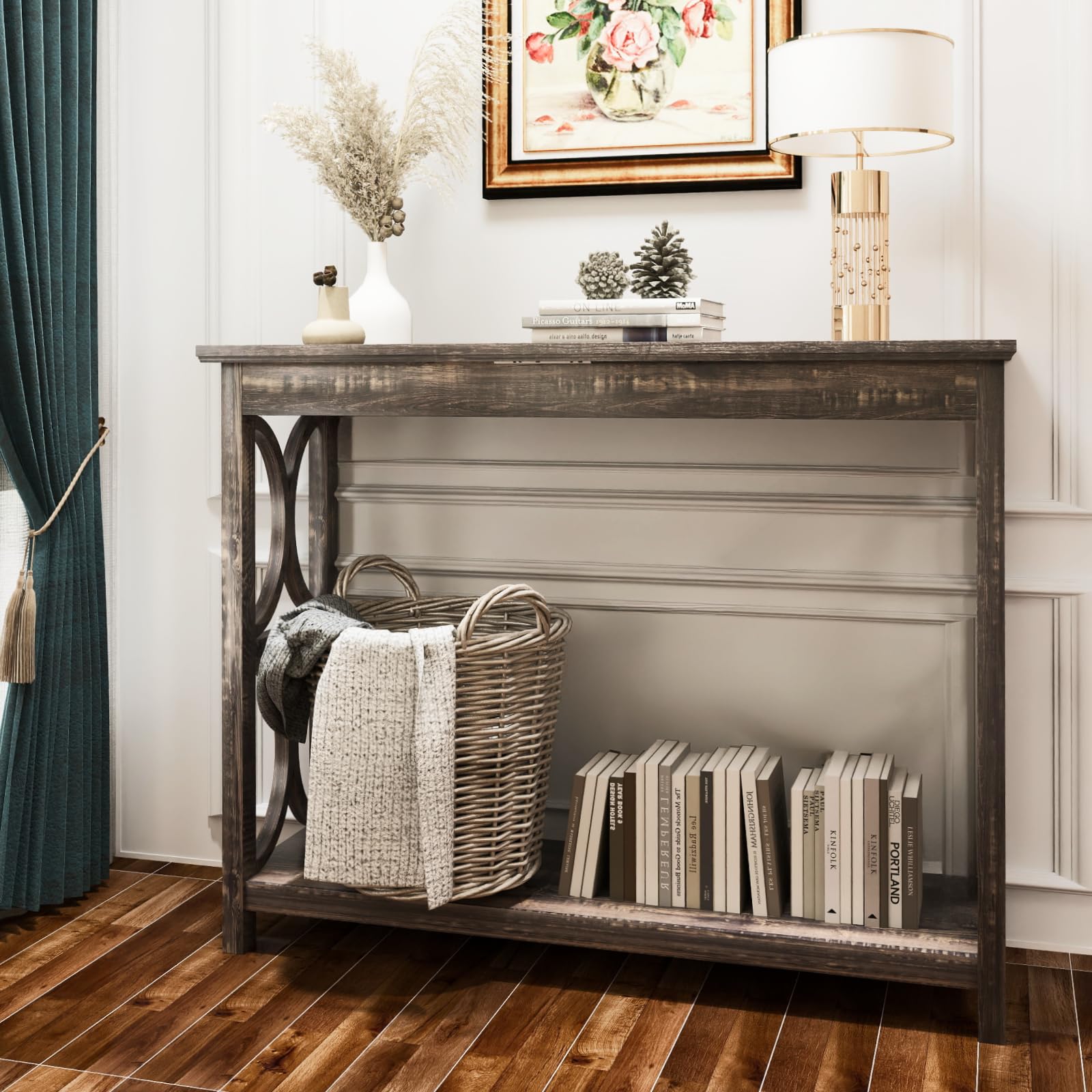 Entryway Table Narrow Console Table 2 tier Storage Shelves - Temu