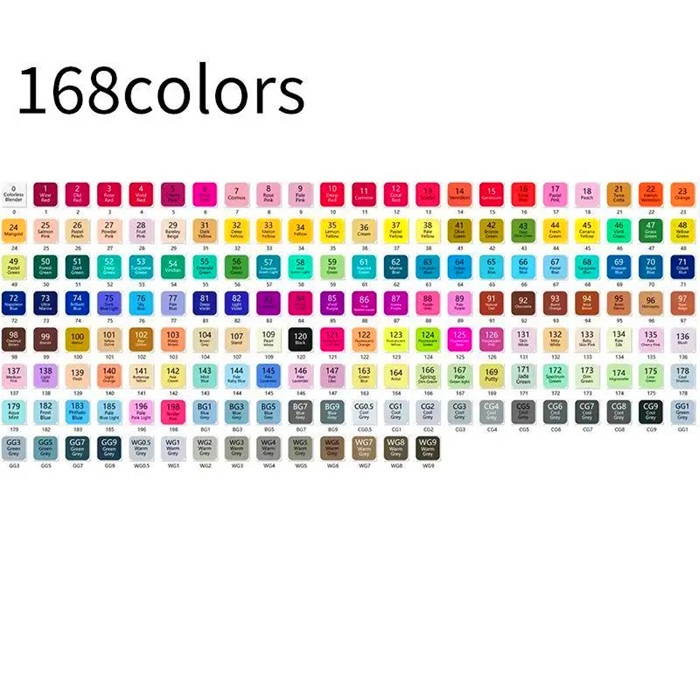 168 color Vibrant Alcohol Markers Set High tip - Temu