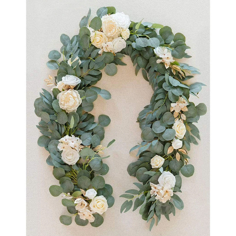 Artificial Eucalyptus Garland With Flowers 6ft, Wedding Table Garland ...